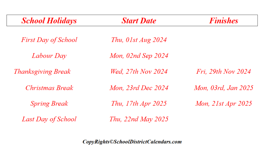 Douglas School District 2024-2025 Holidays Calendar School District ...