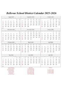 Bellevue School District Calendar 2025-2026 School District Calendars