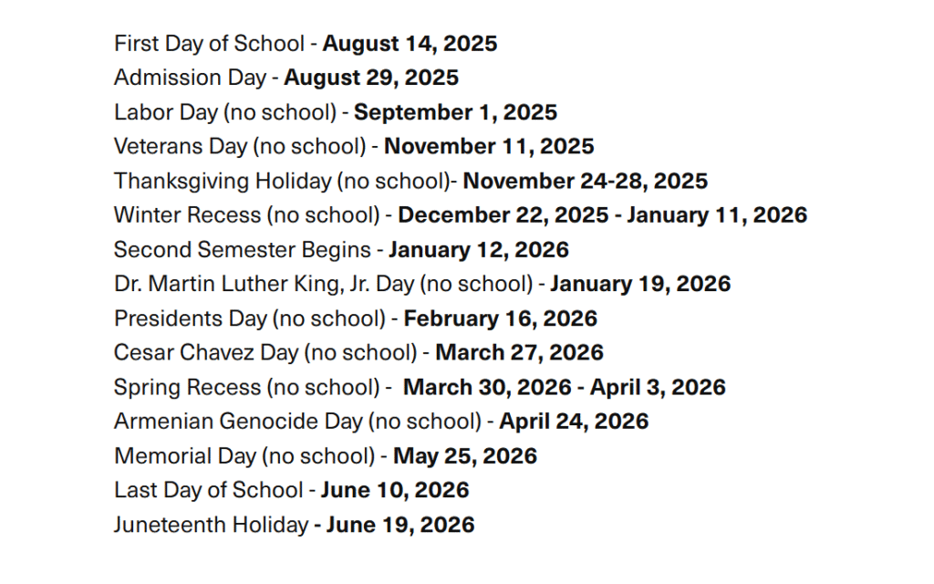 Los Angeles Unified School District Calendar 2025-2026 Download